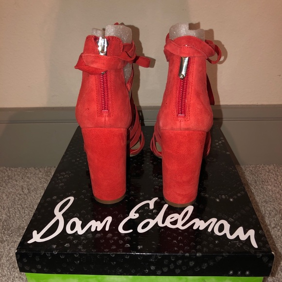 Sam Edelman | Shoes | Sam Edelman Red Suede Yarina Heels | Poshmark